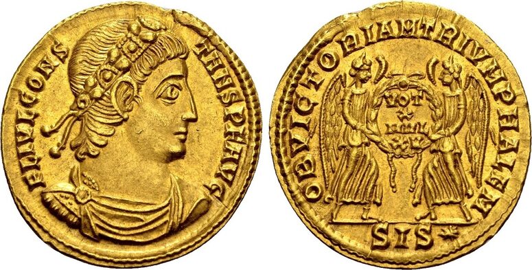 Roman Imperial solidus 340–350 AD. Constans, as Augustus Good extremely ...