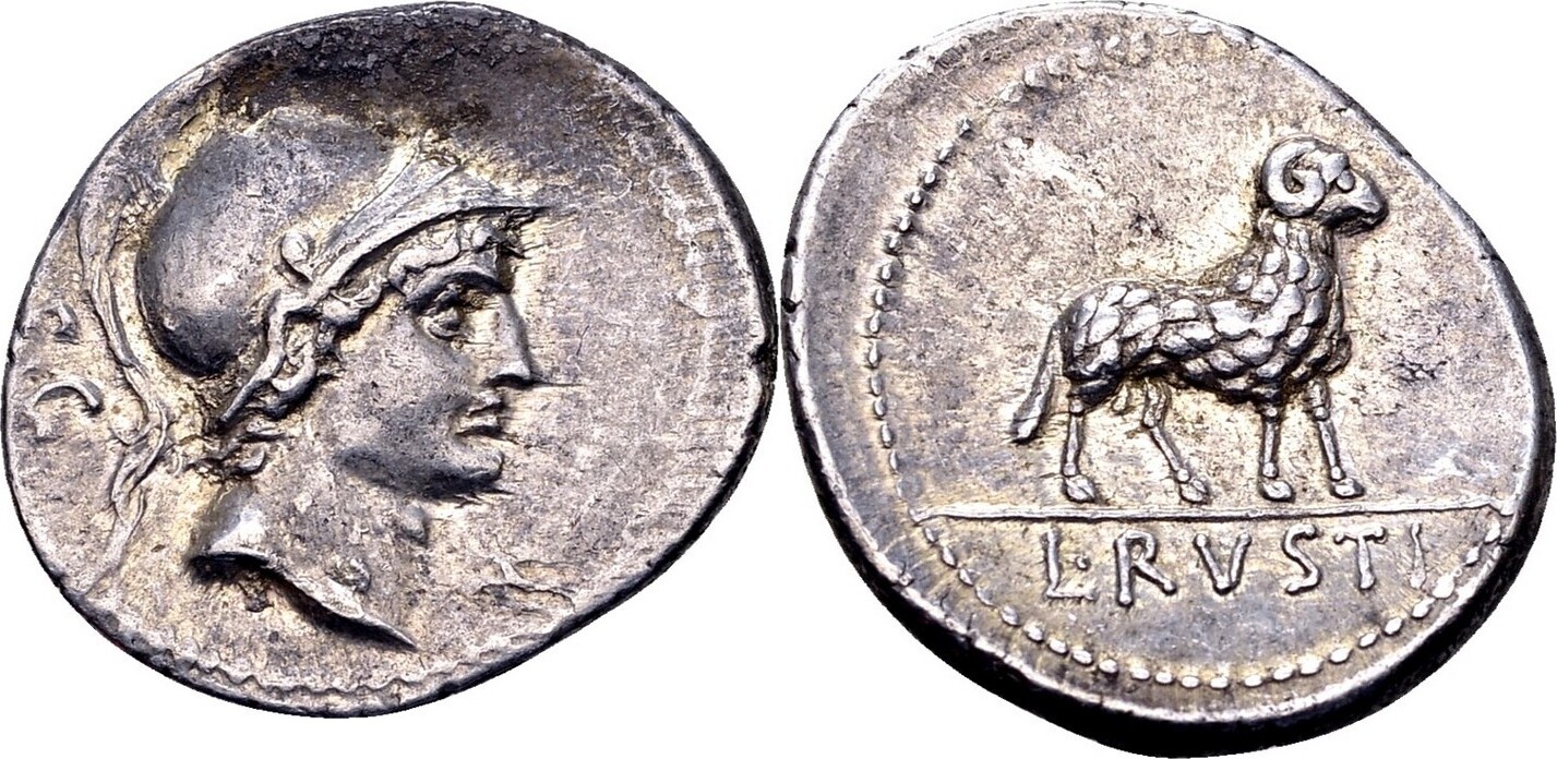 Roman Republican denarius 74 BC. L. Rustius. Nearly extremely fine | MA ...