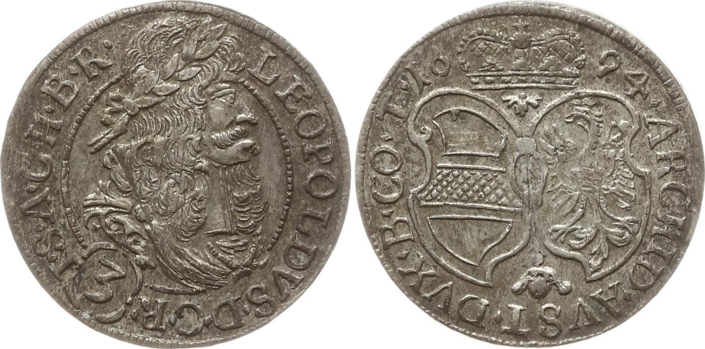 RDR, Haus Habsburg, Grafschaft Tirol 3 Kreuzer 1694 Leopold I., 1657 ...