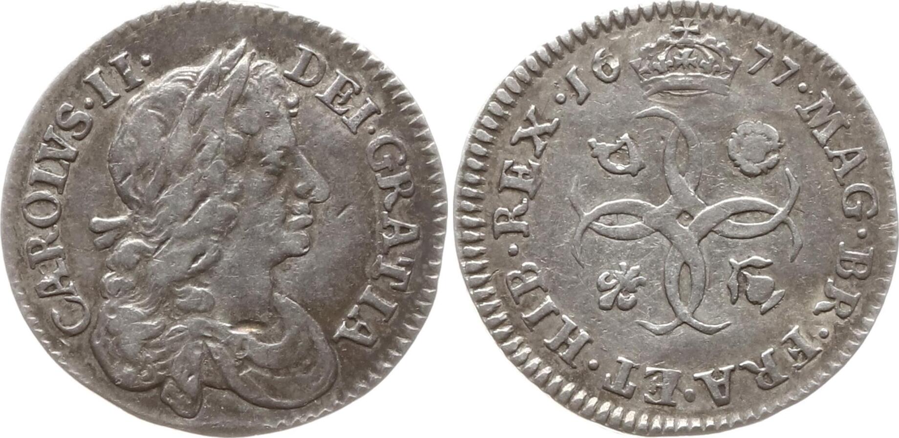 England, Königreich 4 Pence 1677 Charles II., 1660 - 1685 VF+ | MA-Shops