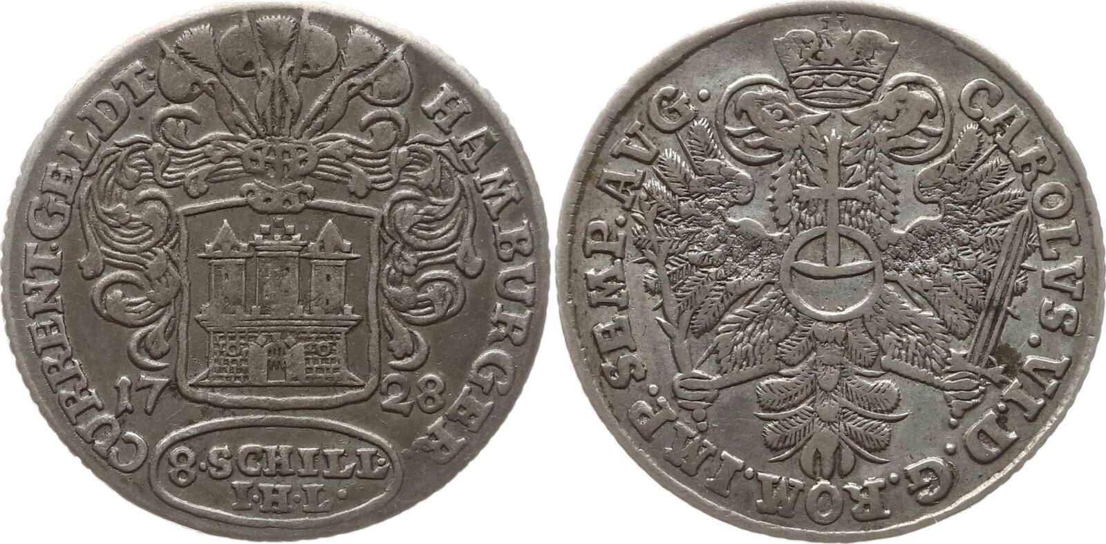 Hamburg, Stadt 8 Schilling 1728 IHL VF | MA-Shops