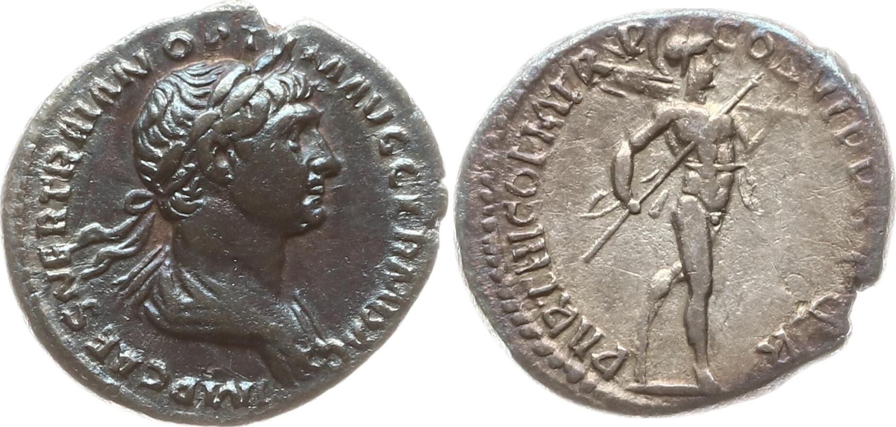 Römische Kaiserzeit, Rom Denar 116 - 117 Trajan, 98-117, Bel., drap ...