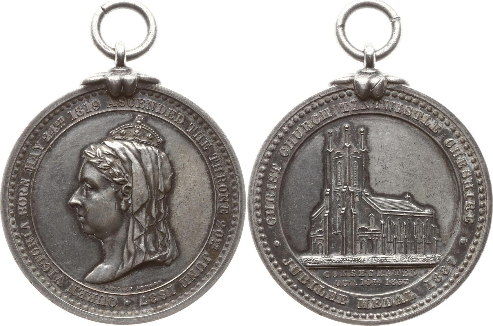 Großbritannien Tragbare versilberte Bronzemedaille (Silber ?) 1887 ...