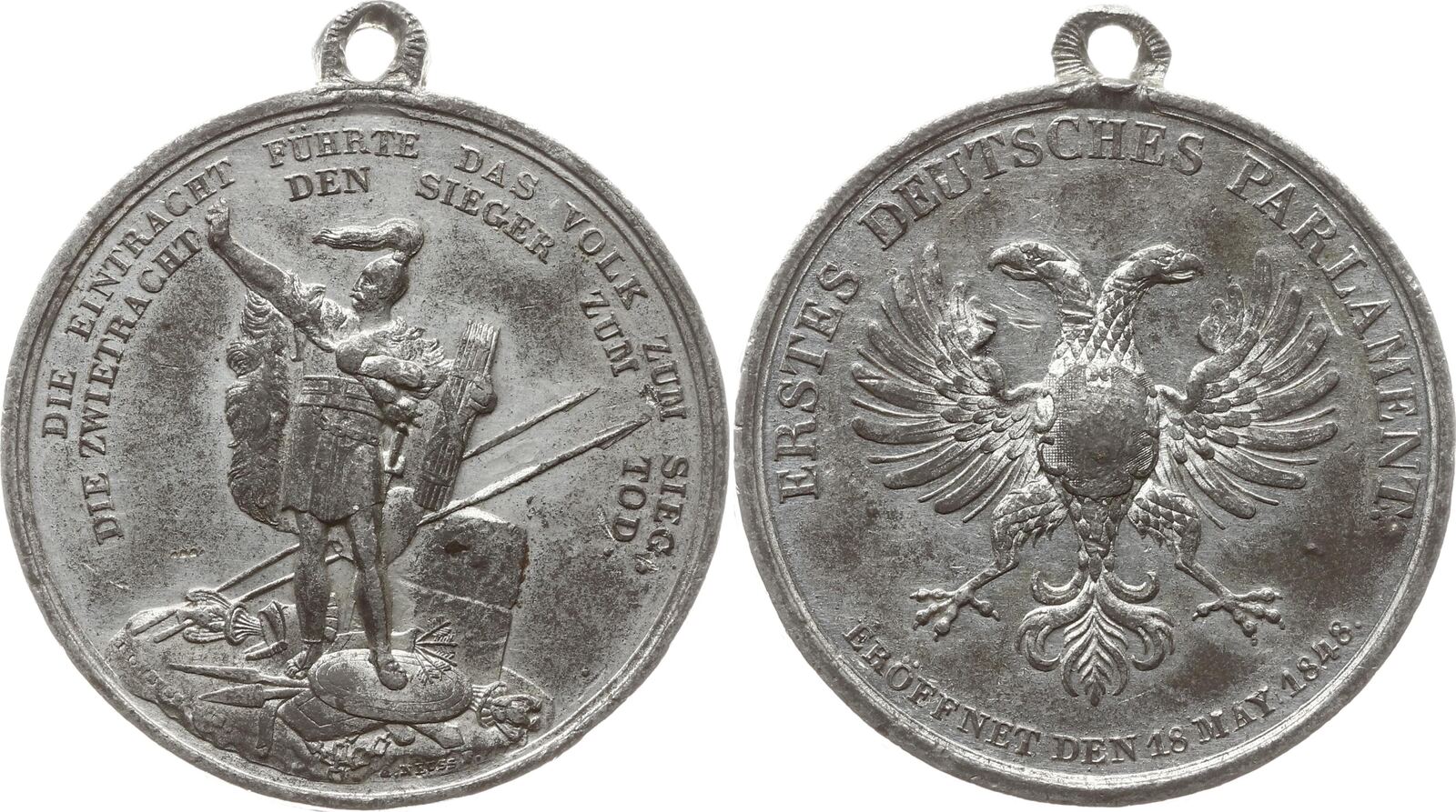 Frankfurt, Stadt Tragbare Zinnmedaille 1848 v. August Neuss, Erstes ...