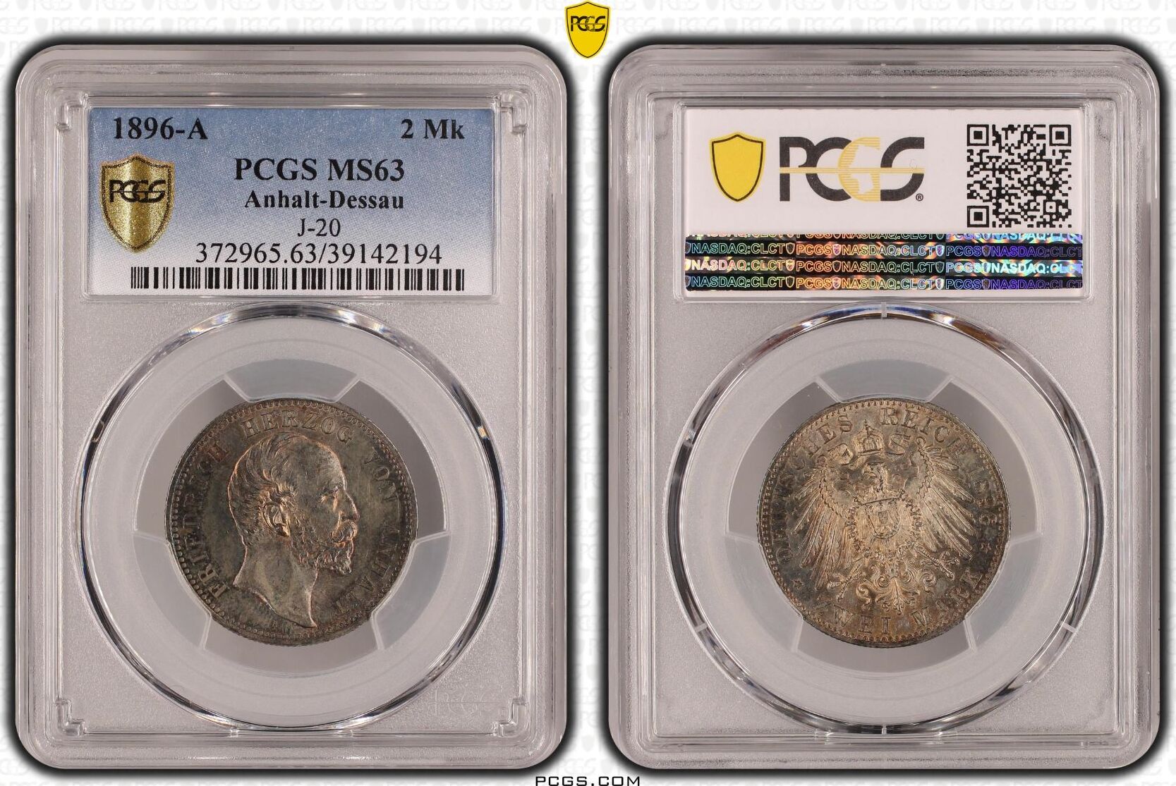 Anhalt-Dessau 1896-A 2 Mark Anhalt 1896 Friedrich Jaeger 20 PCGS MS63 ...