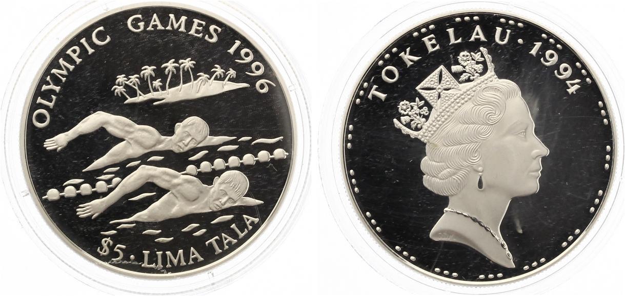 5 Lima Tala Tokelau 1994 Schwimmen 31,47 Gr.925er Silber + Zertifikat ...