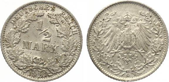 1916 G 1/2 Mark CH UNC | MA-Shops