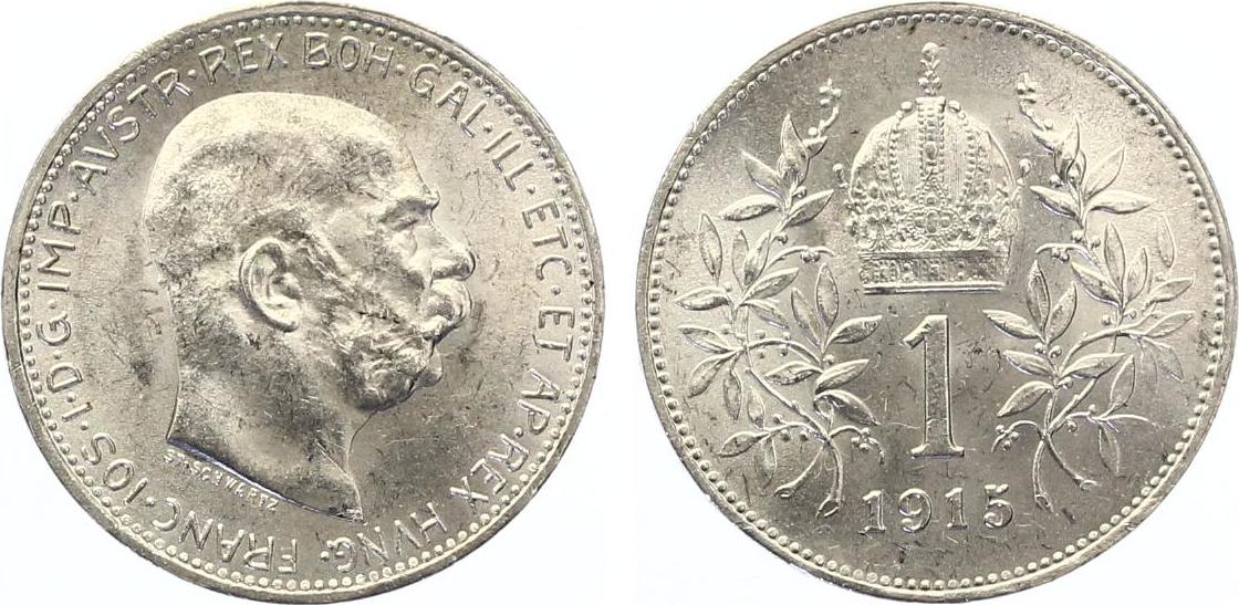 1 Krone 1915 Österreich / Ungarn Franz Joseph UNC | MA-Shops