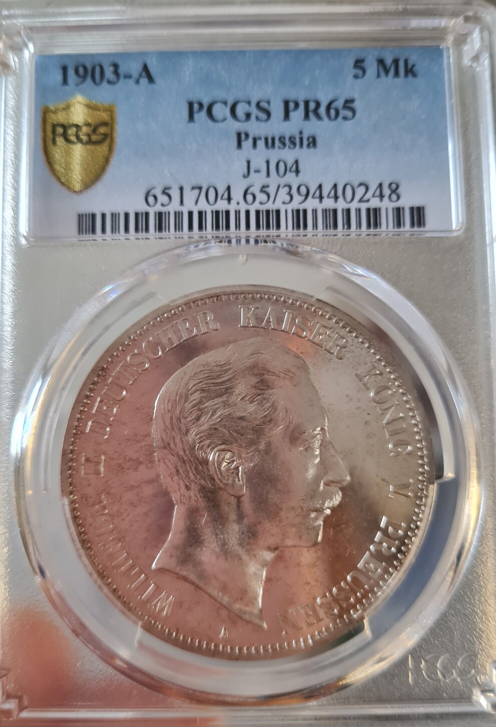 Prussia 1903-A 5 Mark Preussen Wilhelm II Jaeger 104 TOP POP PCGS PCGS ...