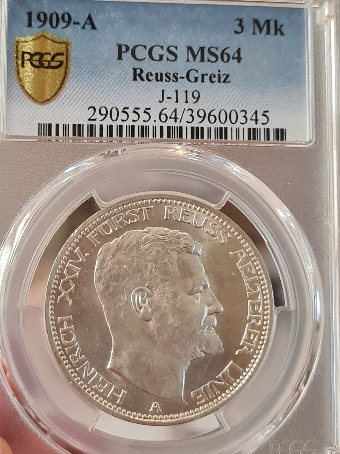 Reuss-Greiz 1909-A 3 Mark Reuss PCGS MS64 | MA-Shops