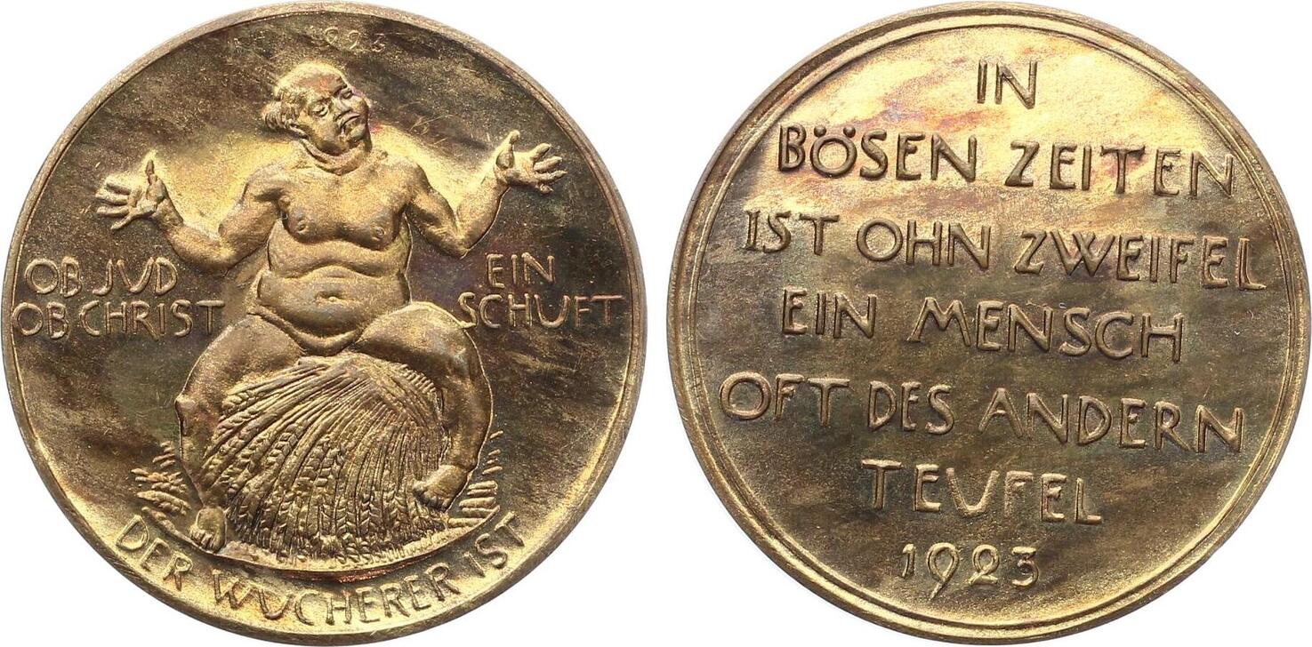 1923 Schandmedaille Ob Jud Ob Christ Ein Schuft der Wucher ist UNC TOP ...