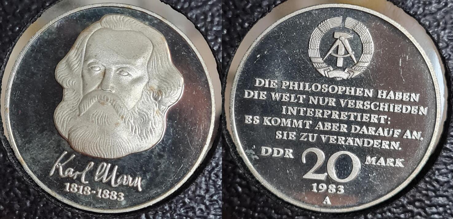 1983 20 Mark Karl Marx Proof min Kratzerchen | MA-Shops