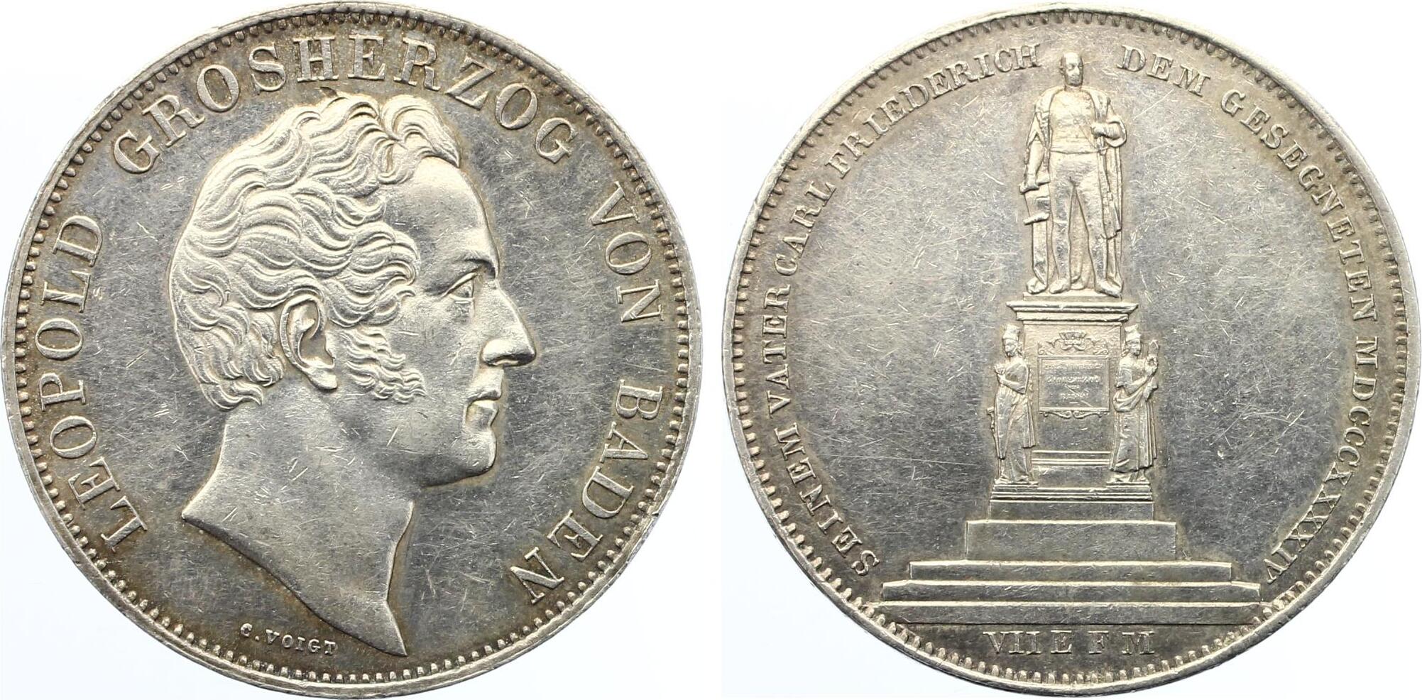 1844 BADEN DURLACH Karl Leopold Friedrich Doppeltaler CARL FRIEDRICH ...