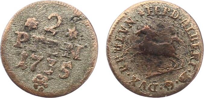Braunschweig Wolfenbüttel 2 Pfennig 1735 Zellerfeld Ferdinand Albrecht ...