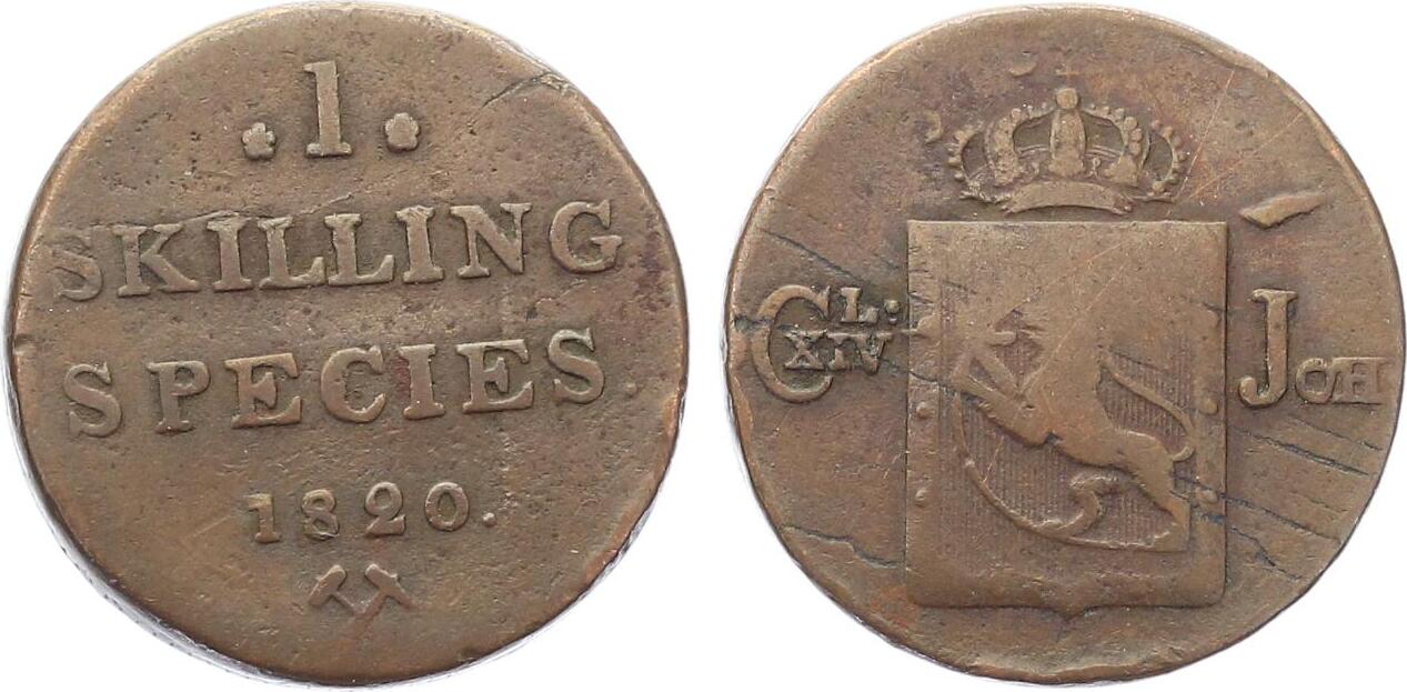 Norwegen 1 Skilling Species 1820 - Karl XIV Johann F | MA-Shops