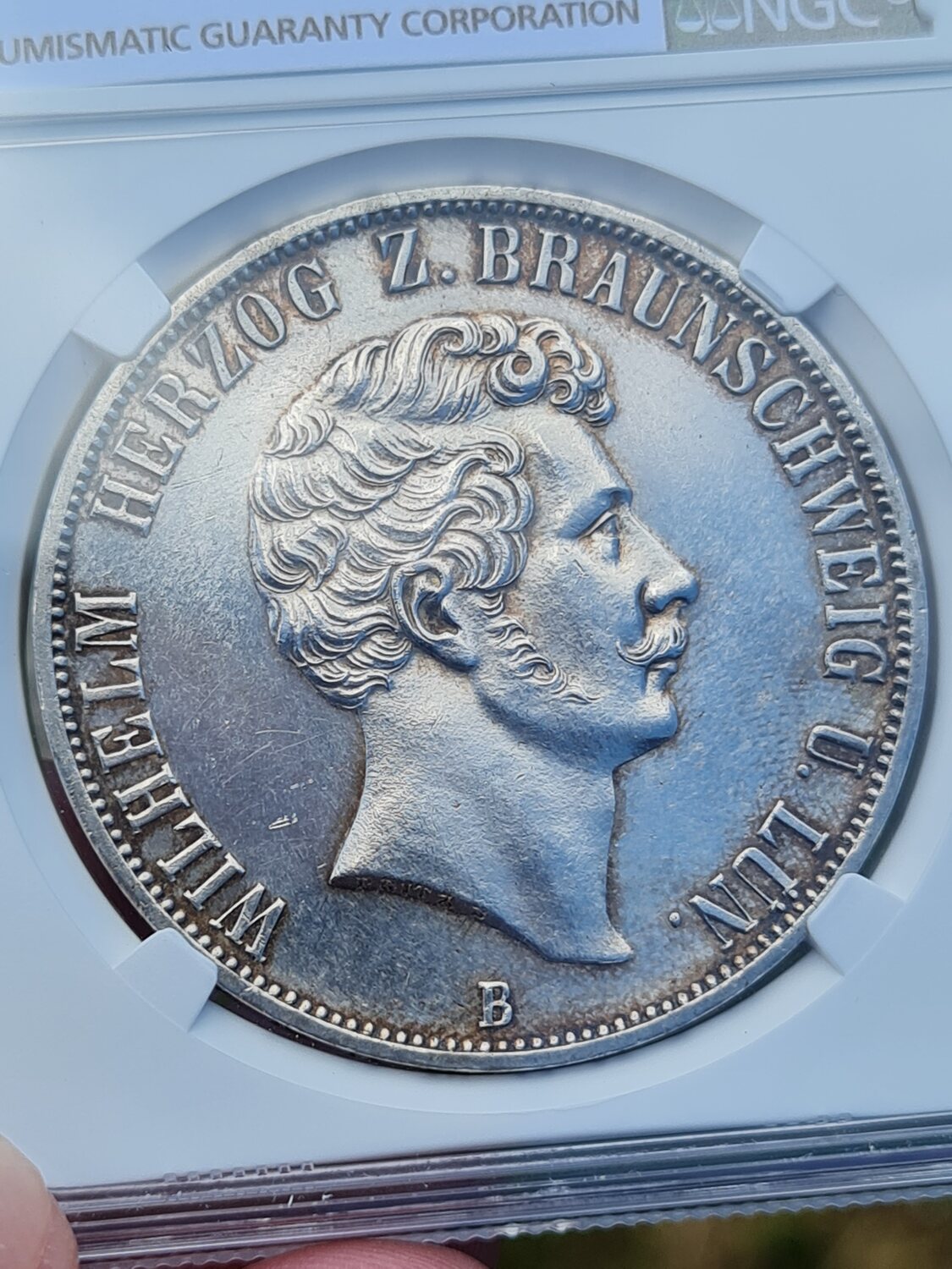 GERMANY 2T 1856 B Braunschweig Lüneburg Doppeltaler 1856 B Wilhelm 1831-1884 NGC UNC Details ...