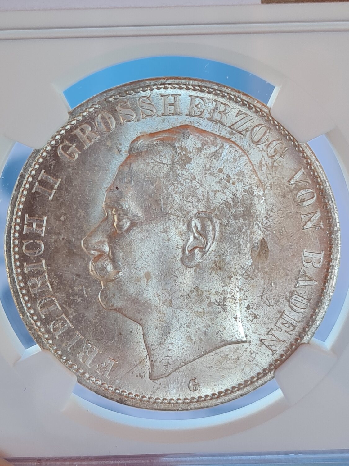 GERMANY 1908G 5 Mark Baden Friedrich II Jaeger 40 NGC MS 62 | MA-Shops