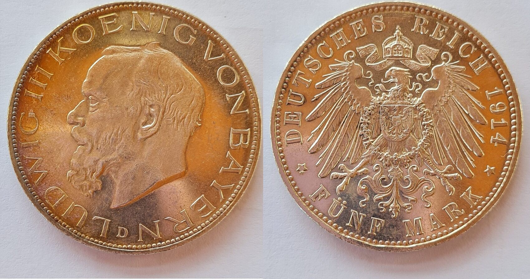 1914 5 Mark Ludwig III von Bayern UNC- | MA-Shops