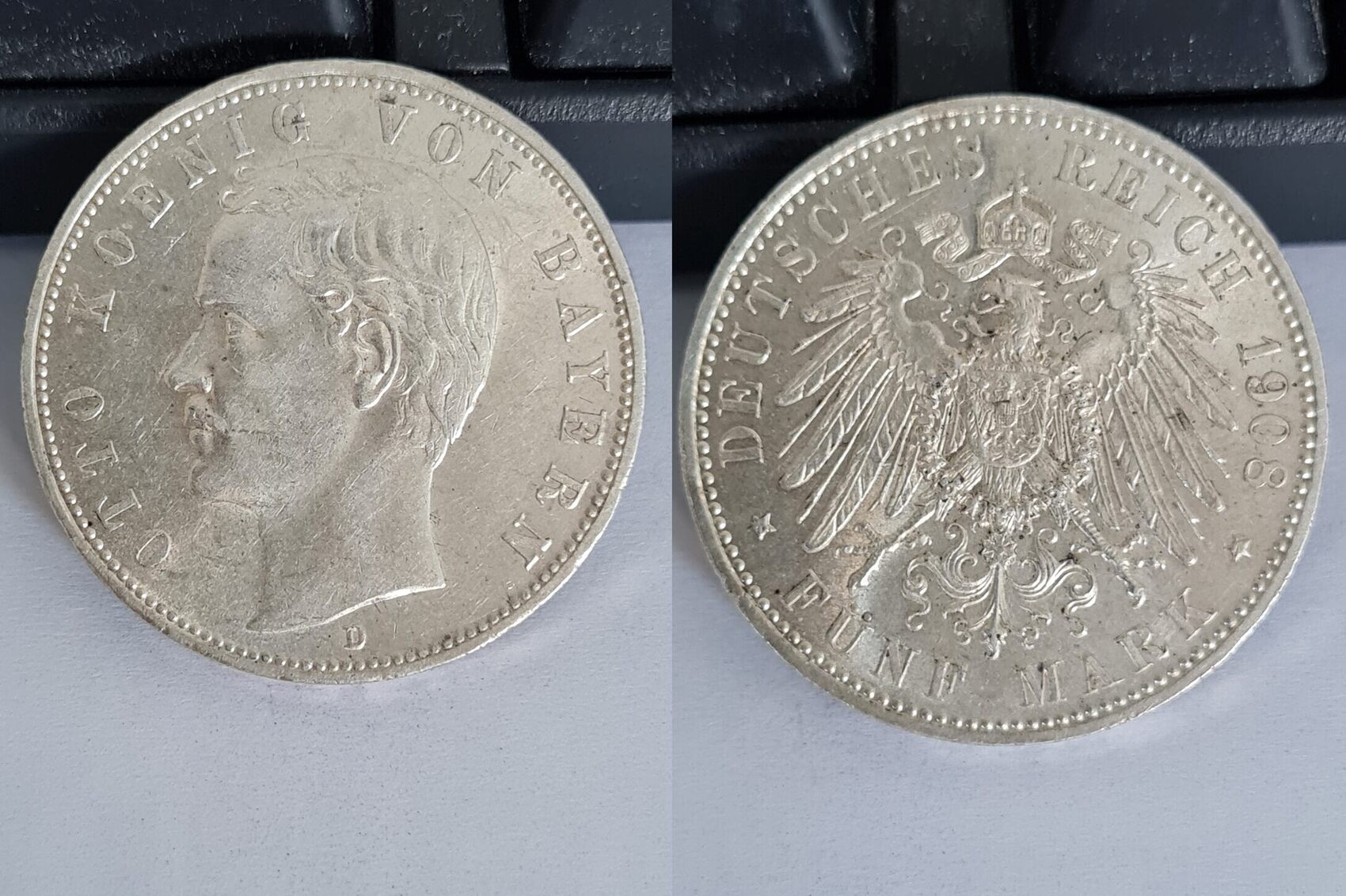 1908 5 Mark Bayern Otto UNC- | MA-Shops
