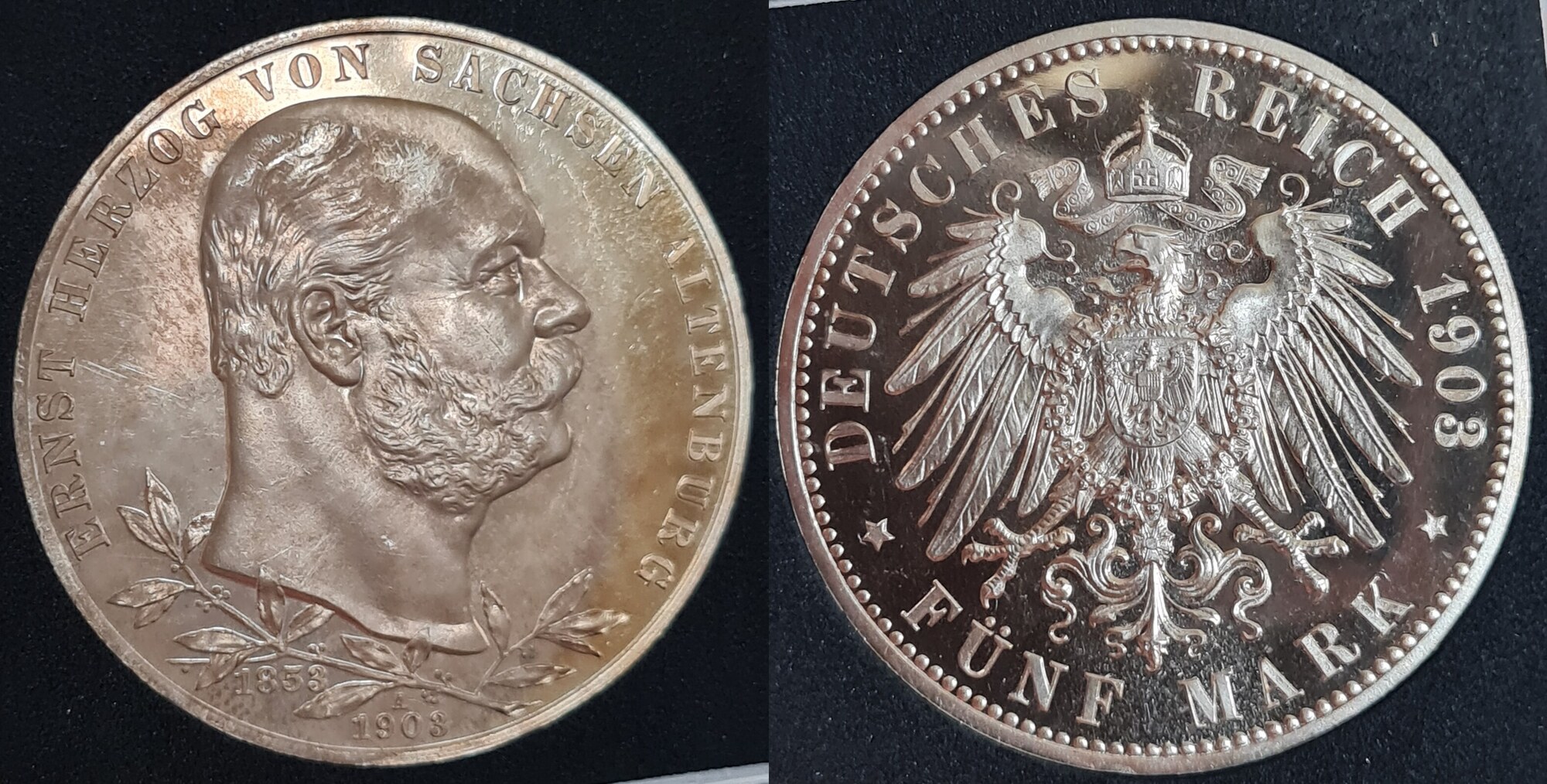 5 Mark Sachsen Altenburg 1903 50 jähriges Regierungsjubiläum Proof ...