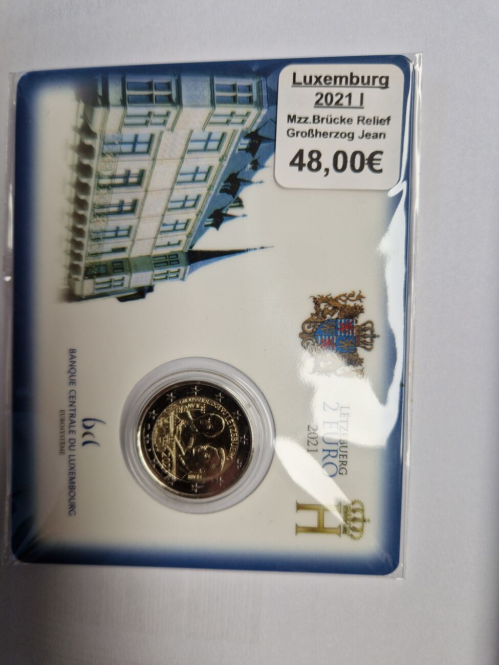 2021 2 Euro Luxemburg Jean Relief Münzzeichen Brücke UNC | MA-Shops