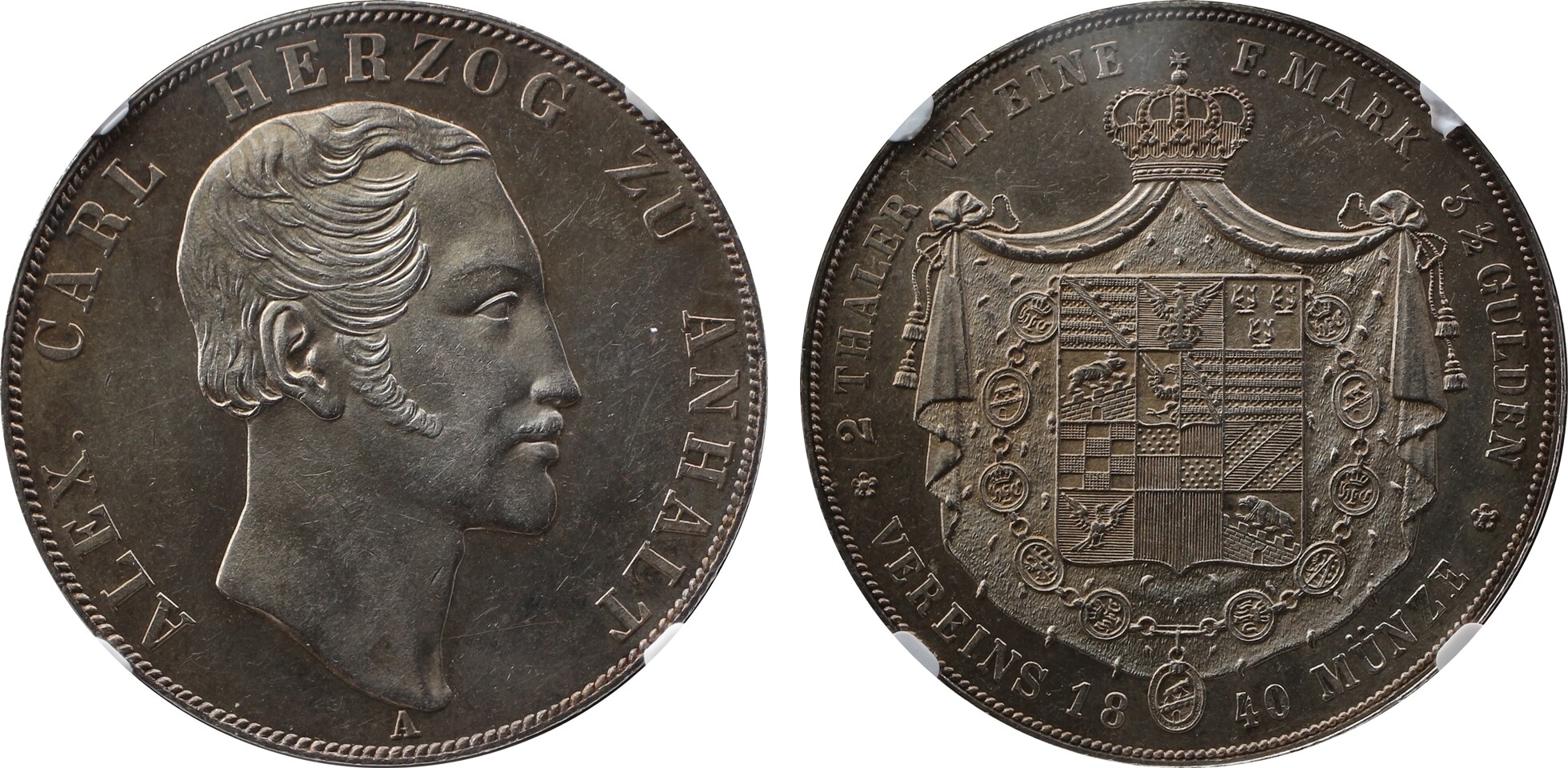GERMANY 2T 1840A Anhalt Bernburg Vereinsdoppeltaler Alexander Carl 1834 ...