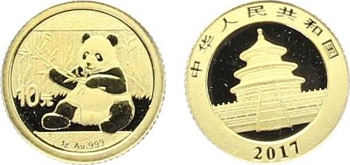 2017 China 10 Yuan Panda 1g Gold UNC | MA-Shops