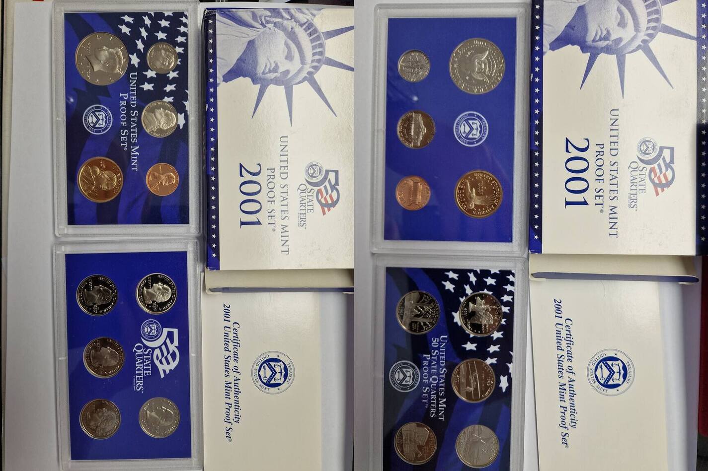 2001 USA 1 cent - 1 Dollar 5 x 1 Quarters united States Proof Set | MA ...