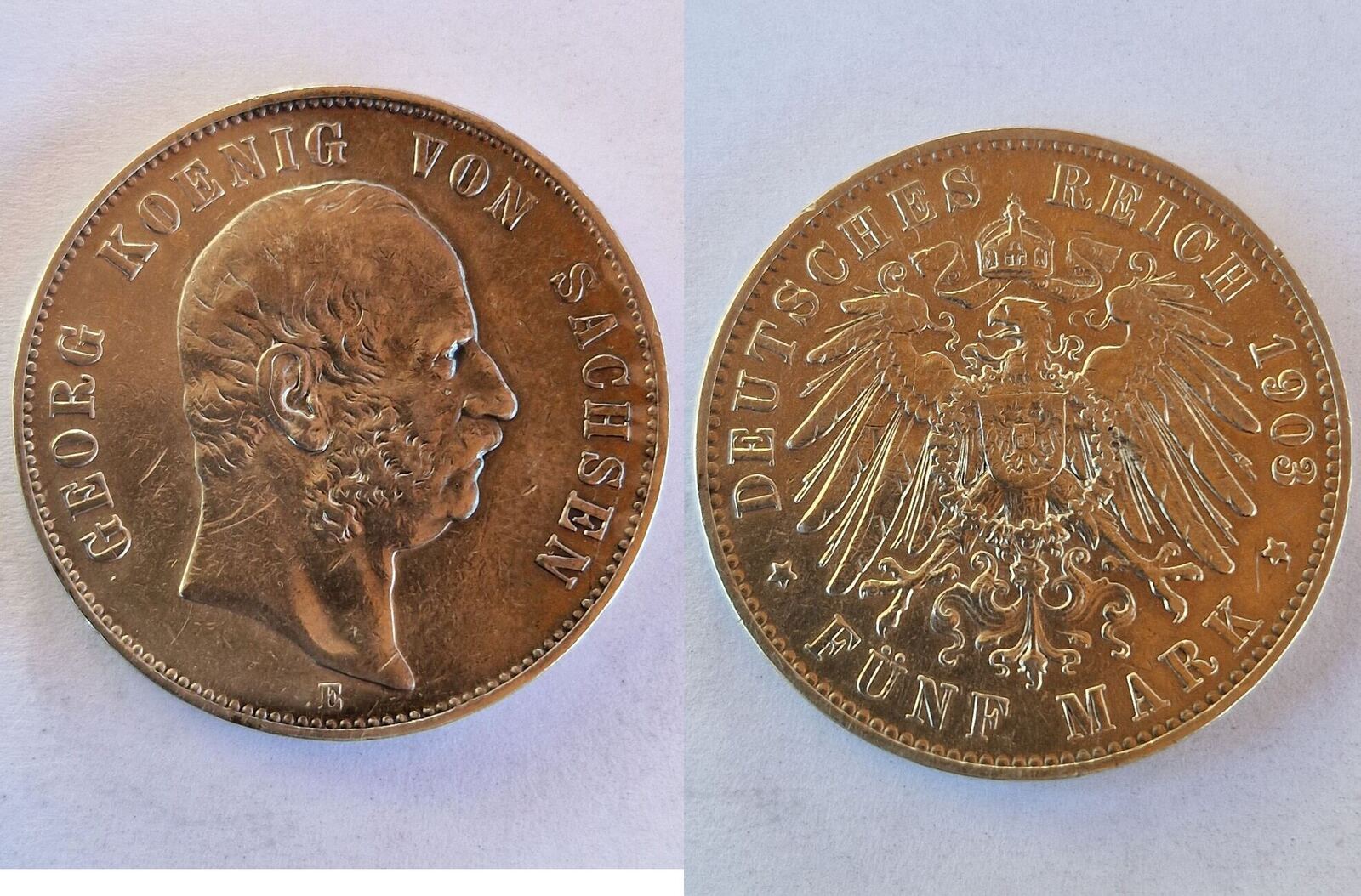 1903 5 Mark Sachsen Georg Jaeger 130 VF+ | MA-Shops