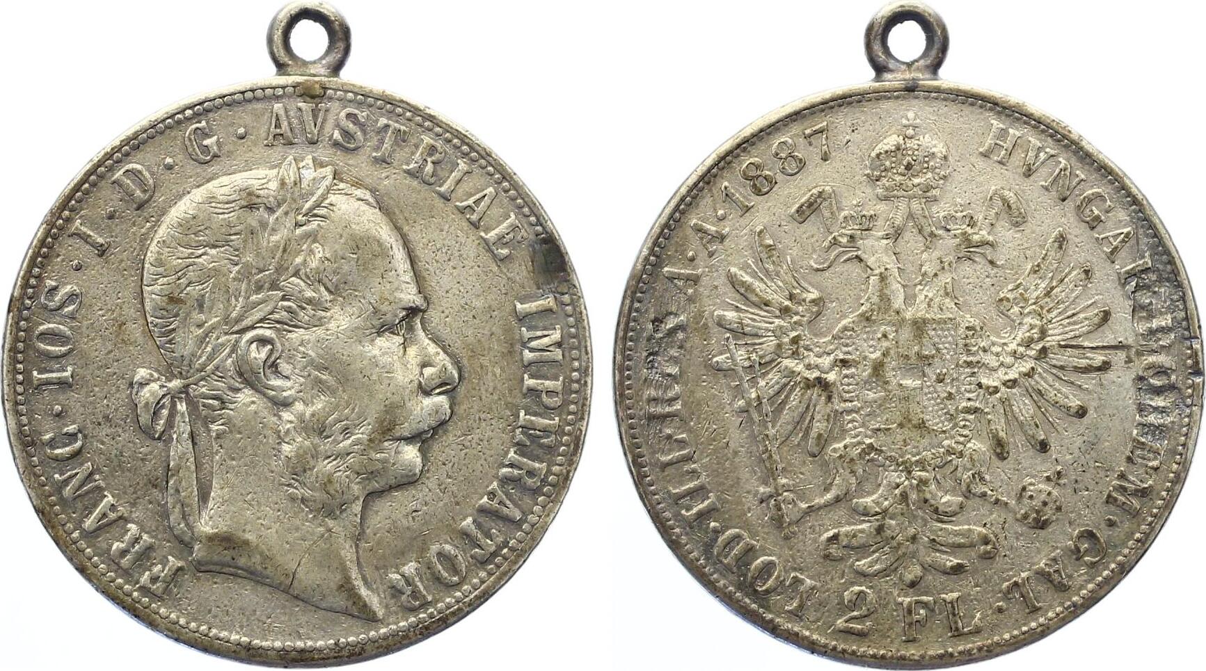 Habsburg 2 Gulden 1887 2 Florin Franz Joseph I. 1848 - 1916 VF Henkel | MA-Shops