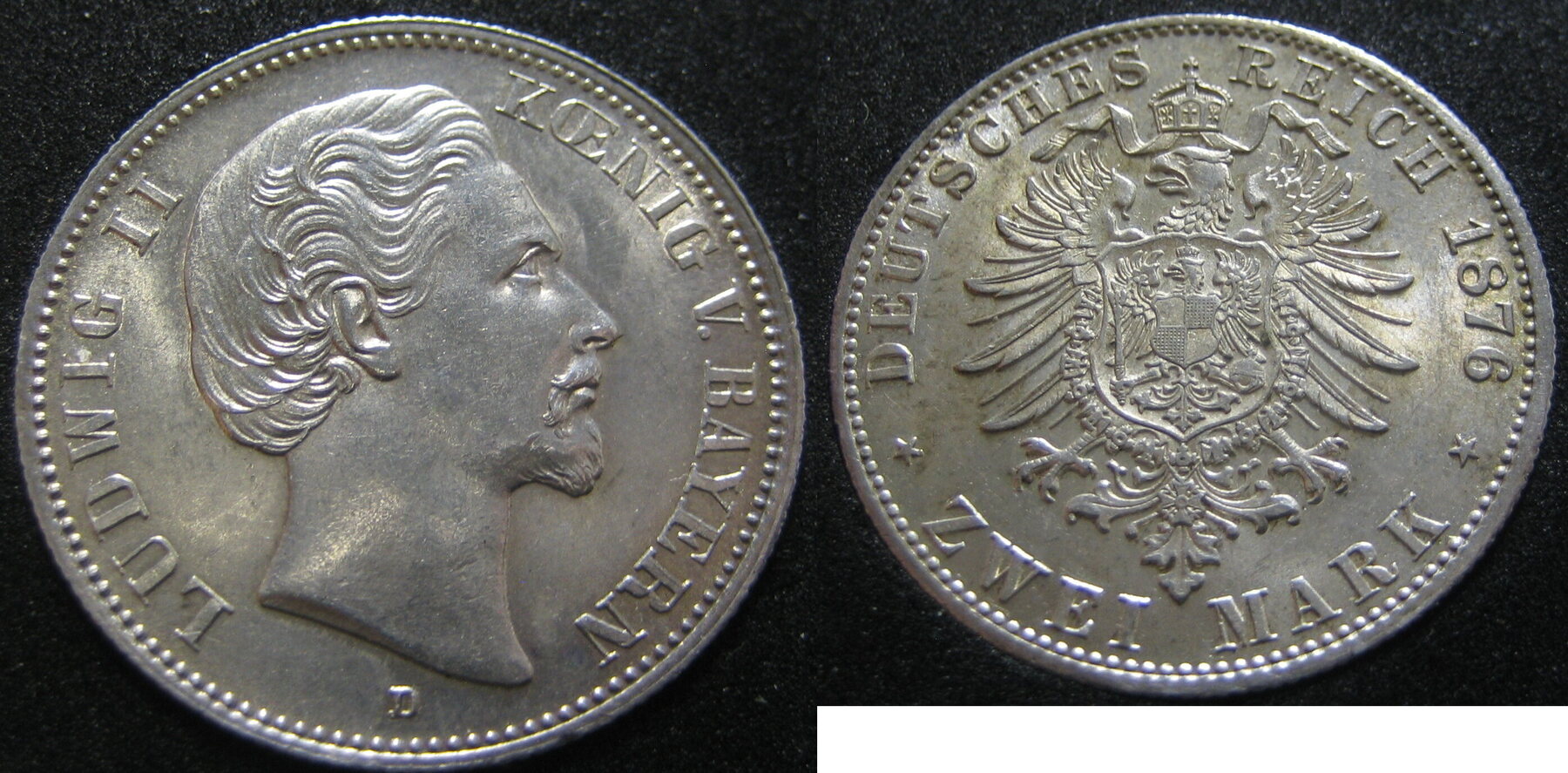 1876 2 Mark Ludwig II von Bayern Jaeger 41 UNC- | MA-Shops