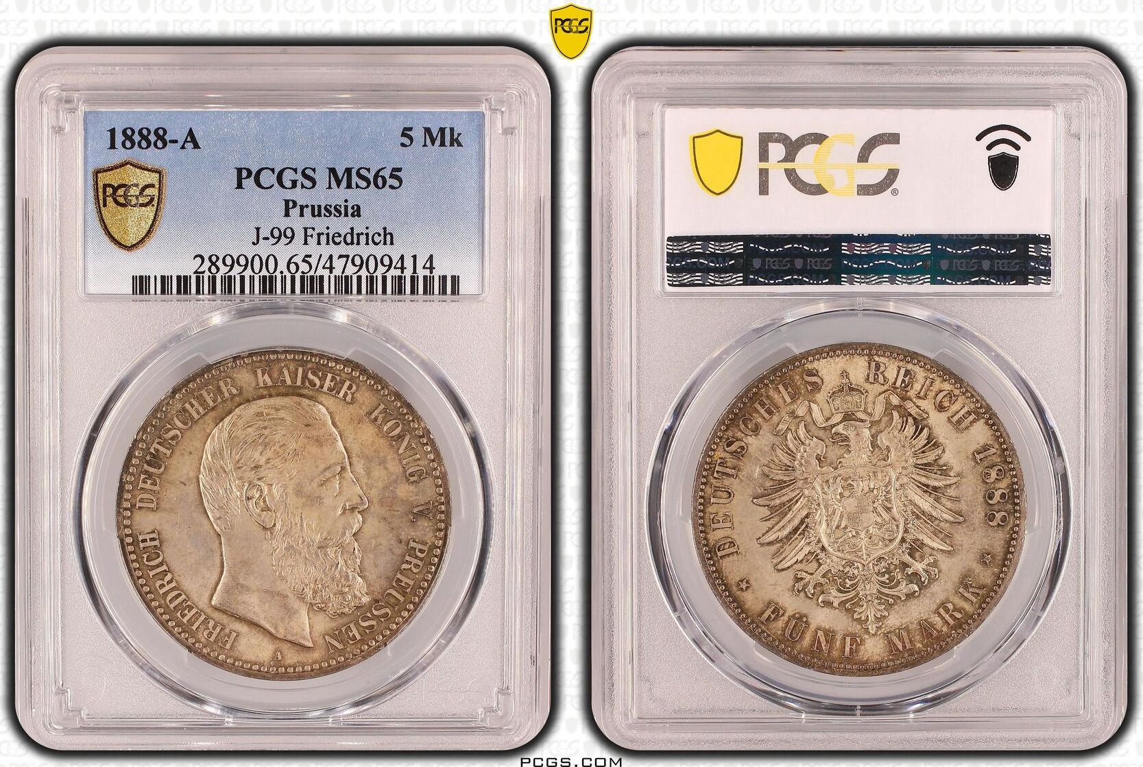 Prussia 1888-A 5 Mark Preussen 1888 Friedrich III 99 Tage Kaiser Jaeger ...