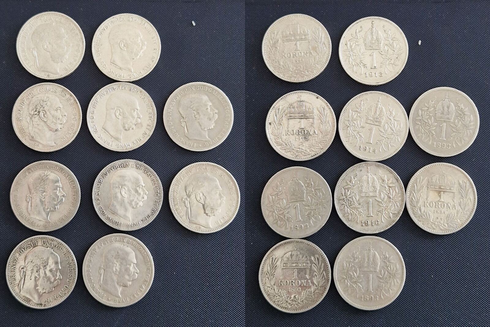 1893 - 1916 10 x 1 Krone / Corona Österreich / Ungarn Franz Joseph VF ...