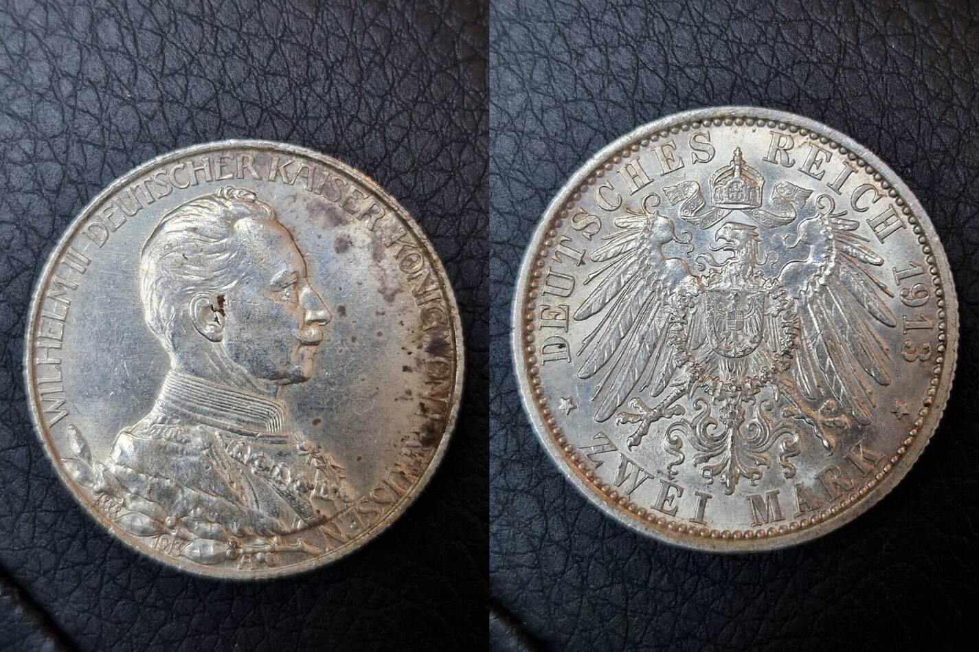 1913 2 Mark Preussen Wilhelm II 25 jähriges Regierungsjubiläum Jaeger ...