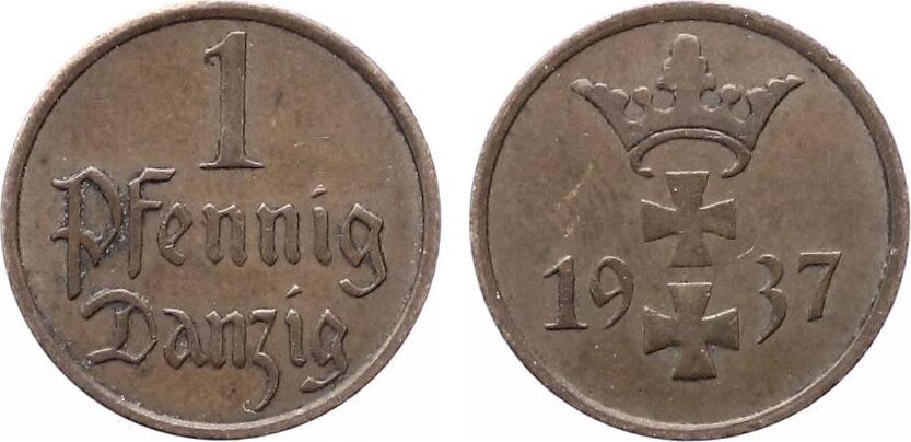 1937 1 Pfennig Danzig VF-EF | MA-Shops