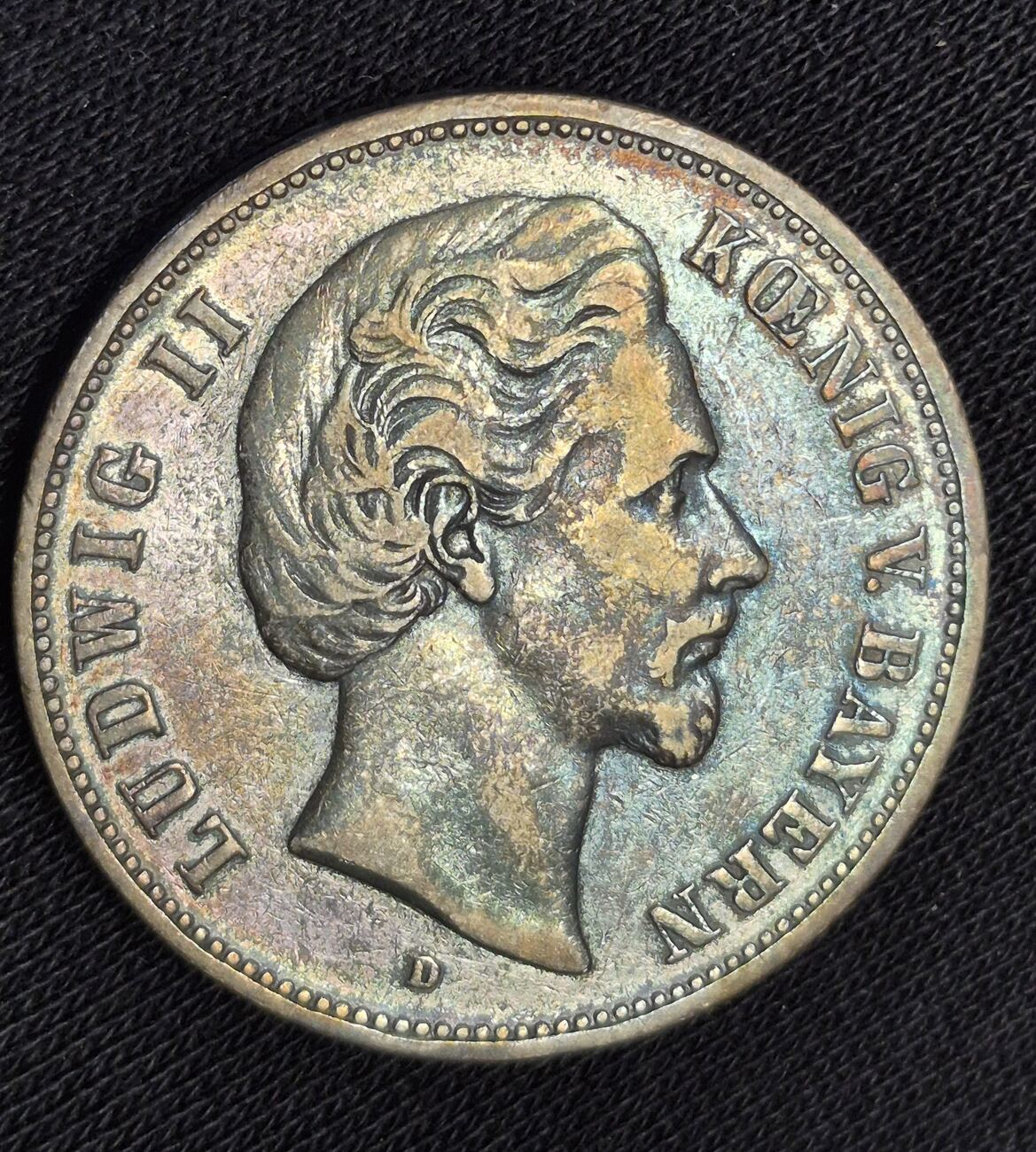 1875 5 Mark Bayern Ludwig II VF Patina | MA-Shops