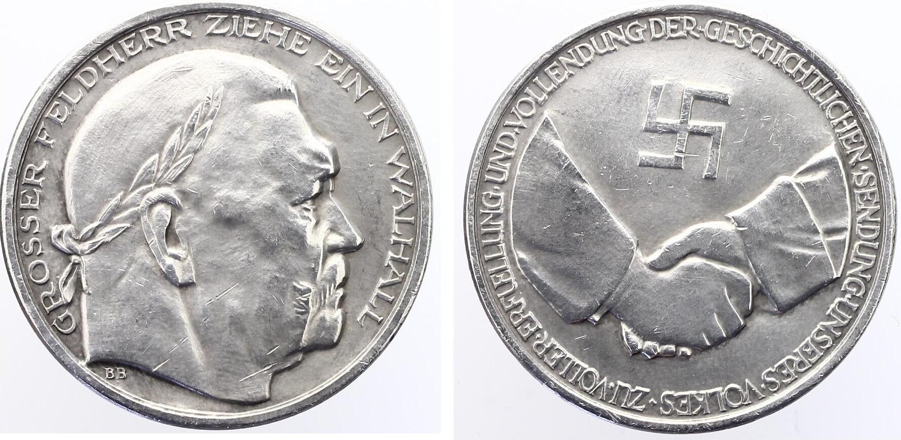 1934 Medaille Drittes Reich Hindenburg Bleeker Großer Feldherr ziehe ...