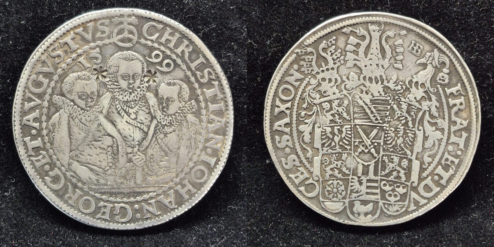 1599 HB Sachsen Taler 1599 Christian II Johann Georg I und August 1591 ...