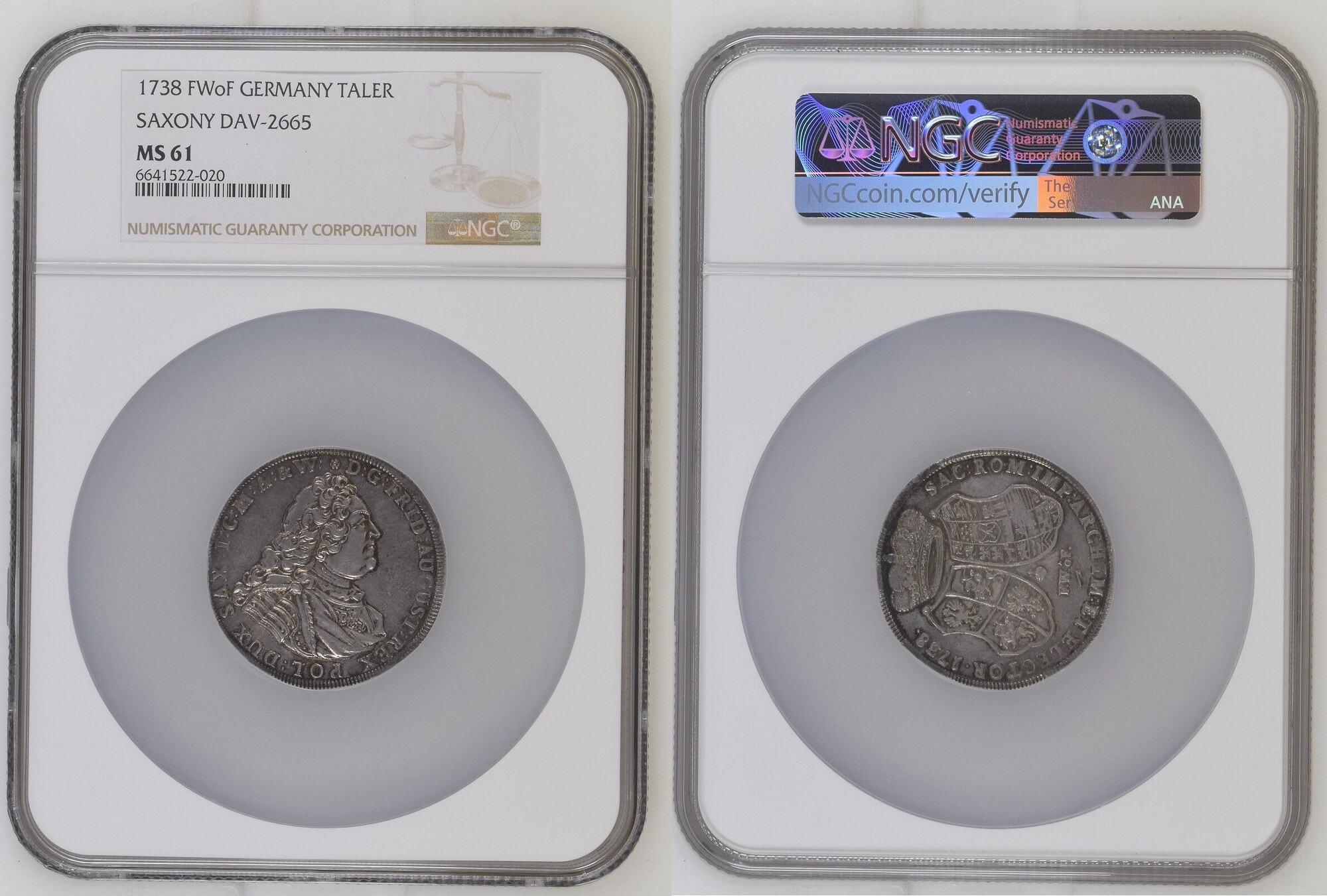 GERMANY 1738 FWoF Taler 1738 Friedrich August II. 1733-1763 Schnee 1028 ...