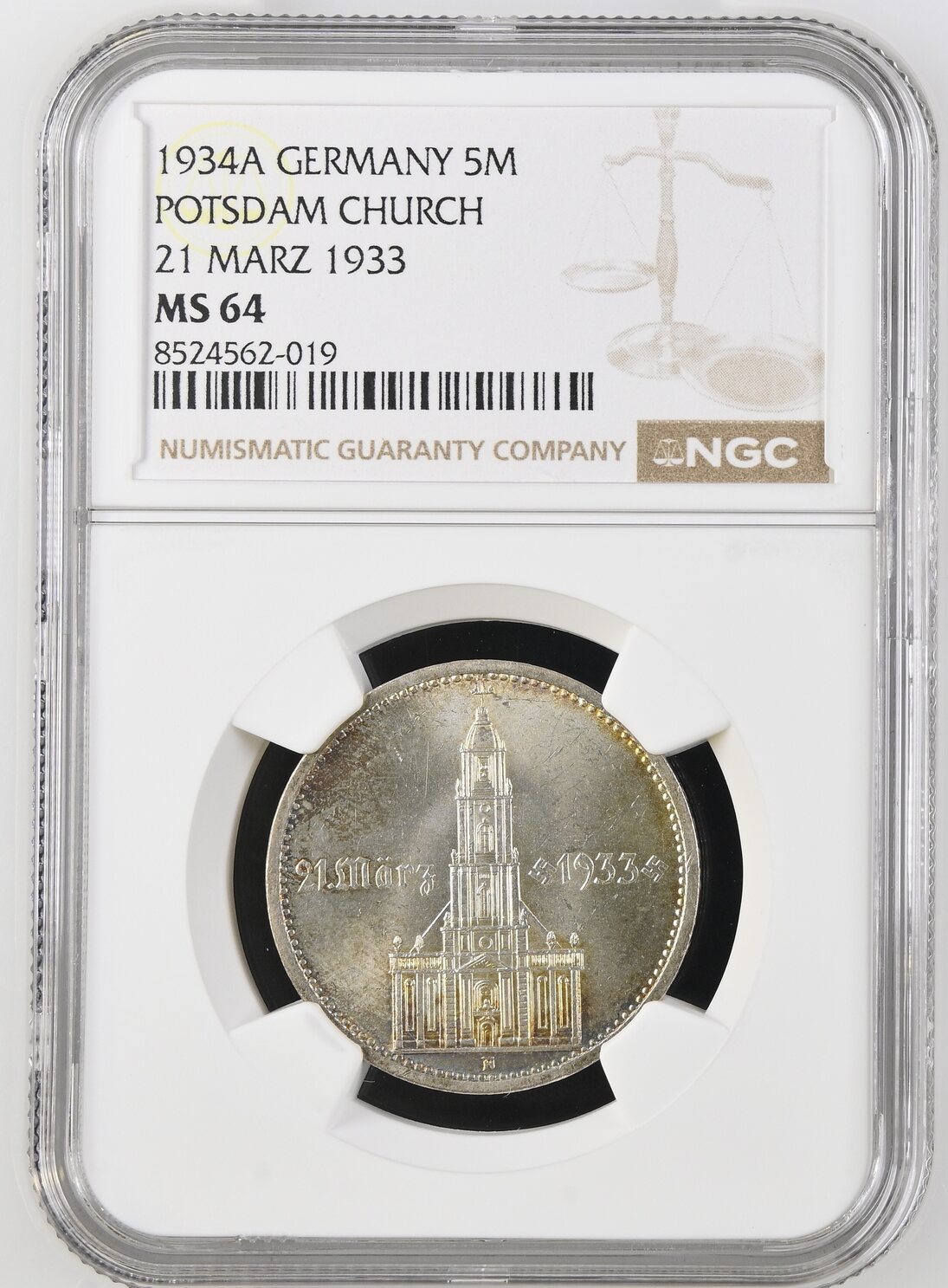 GERMANY 1934A 5 Mark Garnisionskirche mit Datum NGC MS 64 | MA-Shops