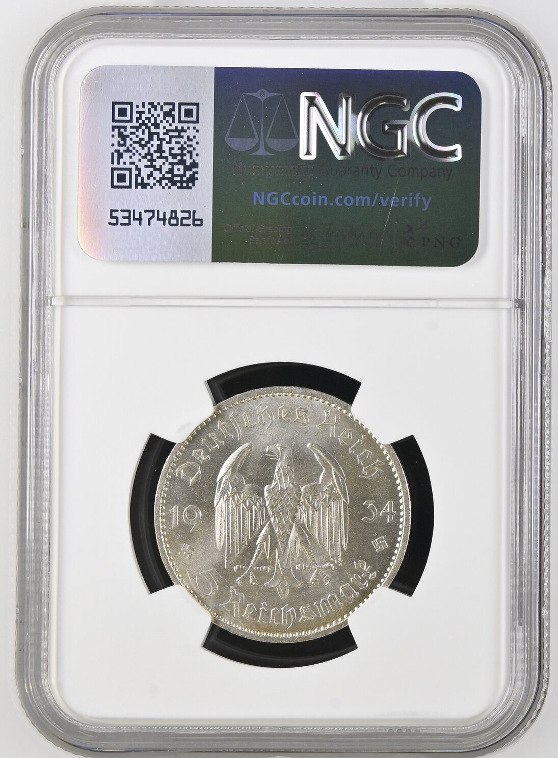 GERMANY 1934A 5 Mark Garnisionskirche mit Datum NGC MS 64 | MA-Shops