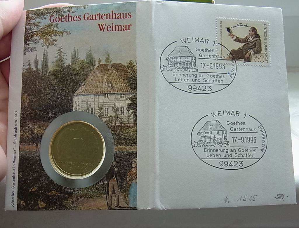 1982 5 Mark Goethe Gartenhaus im Numisbrief BU (MS65-70) | MA-Shops