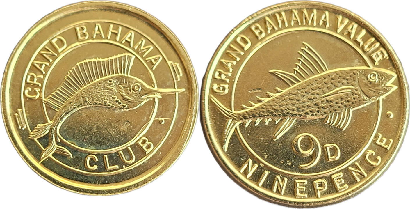 9 Penny 1950 Grand Bahamas Club Casino Token EF | MA-Shops