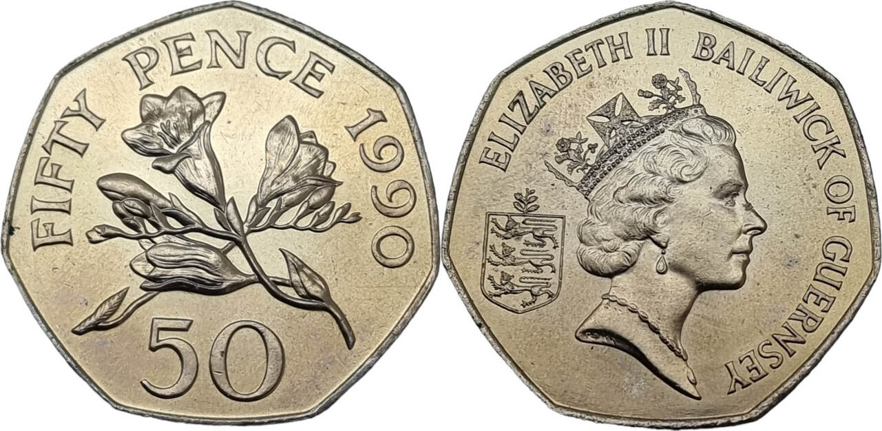 Guernsey 50 Pence 1990 Umlaufmünze UNC- | MA-Shops