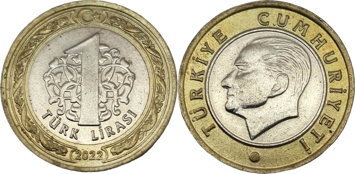Türkei 1 Lira 2022 Umlaufmünze UNC- | MA-Shops