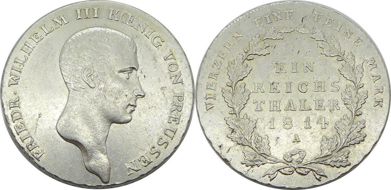 Altdeutschland Preussen 1 Reichsthaler 1814 A Friedrich Wilhelm III. A ...