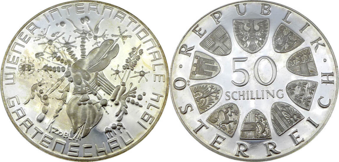 Republik Österreich 50 Schilling 1974 Wiener Internationale Gartenschau ...