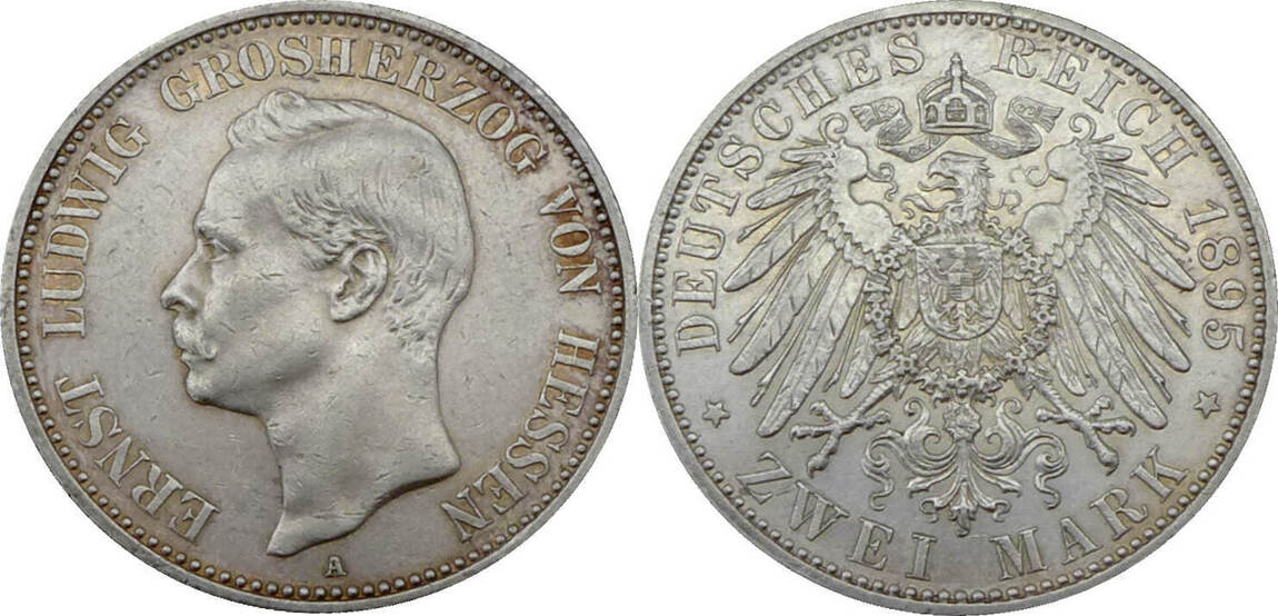2 Mark 1895 A Ernst Ludwig (1892-1918) - Großherzog von Hessen - Zwei ...