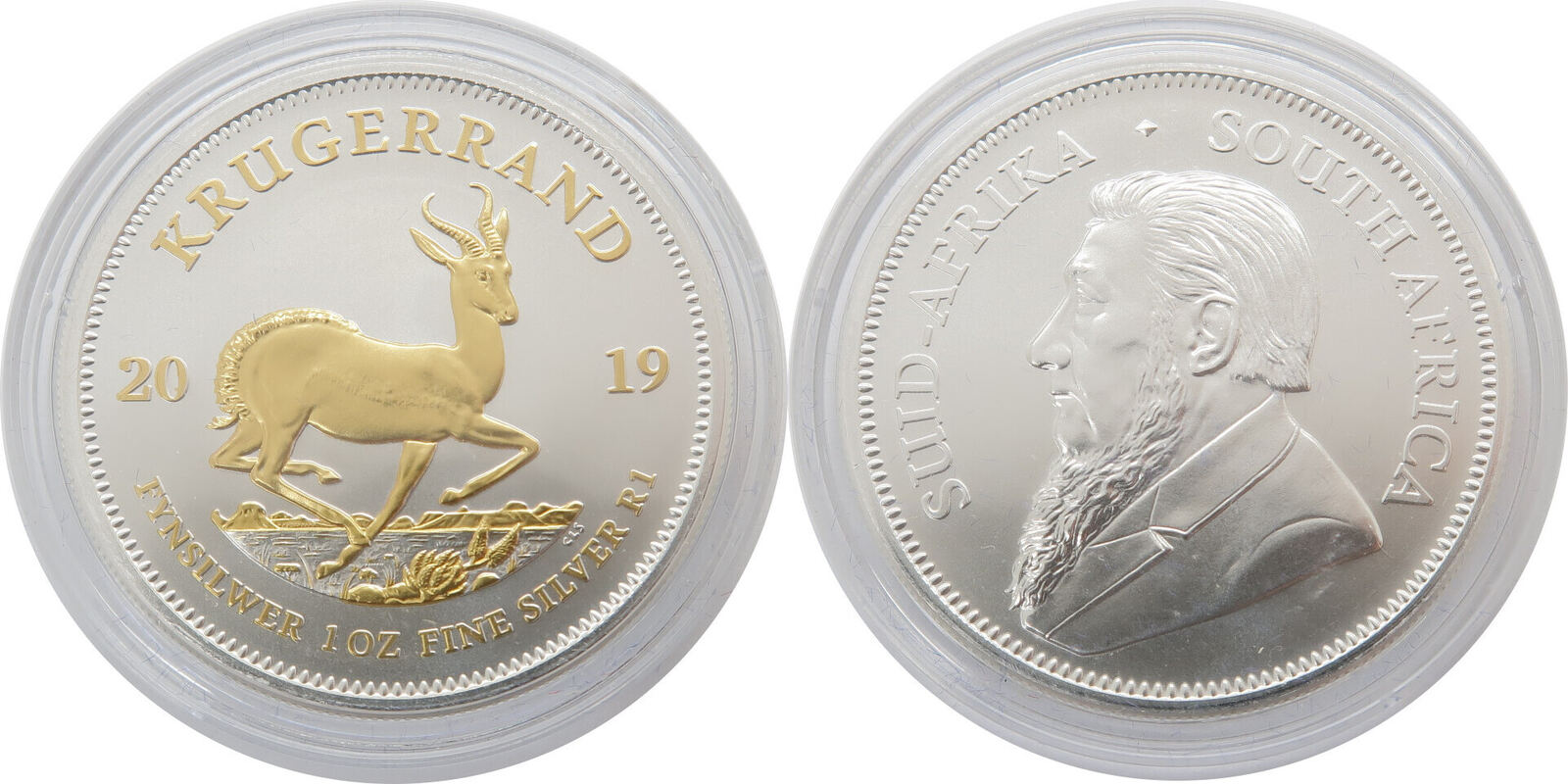 Südafrika 1 Rand 2019 Krügerrand Springbock Gold Applikation BU | MA-Shops