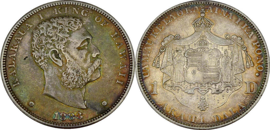 USA / Hawaii 1 Dollar (Akahi Dala) 1883 Kalakaua I - King of Hawaii ...